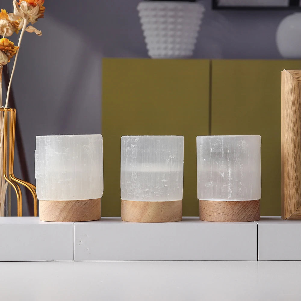 Small cylinder Led selenite lamp | Relaxing Vibes – Loveselenite